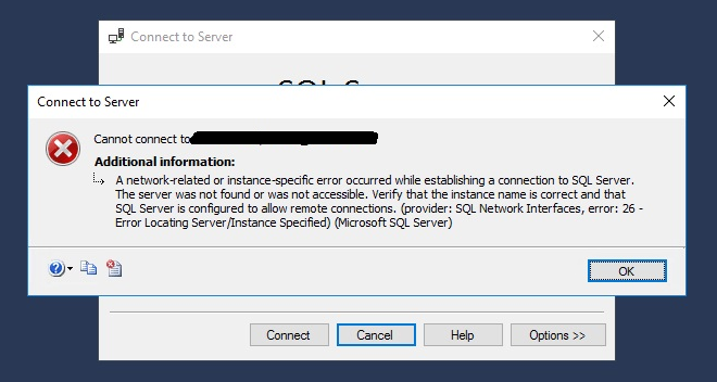 Cannot Connect To Sql Server Iunknown